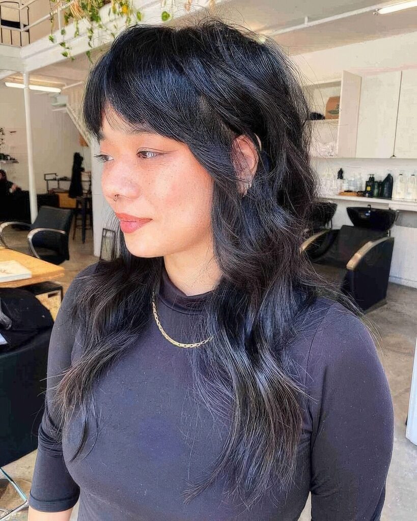 30 Cool Long Wolf Cut Ideas With A Fierce Spin - Cafe Makeup
